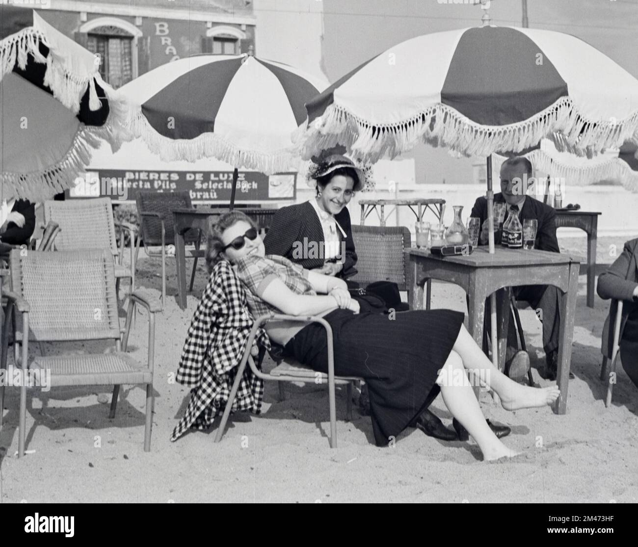 Tourists Relaxing in Beach Cafe on the Côte d'Azur or French Riviera ...