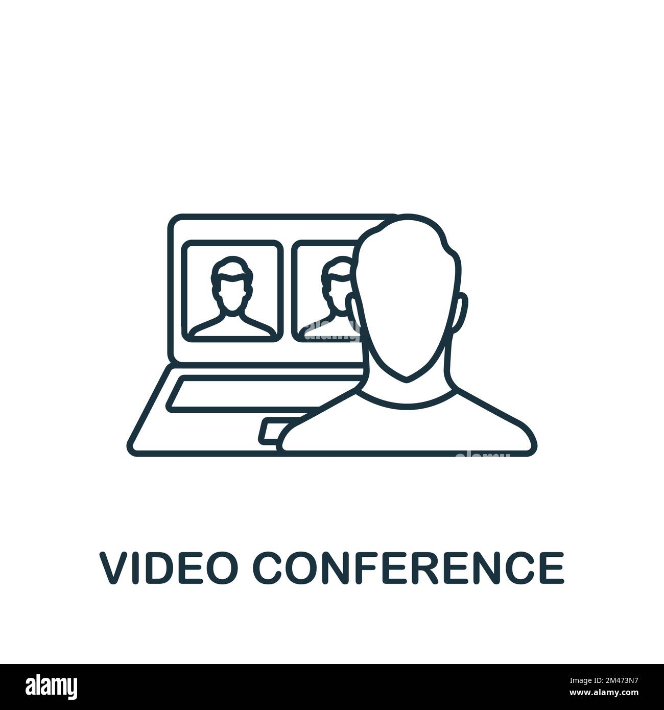Video Conference icon. Monochrome simple New Normality icon for ...