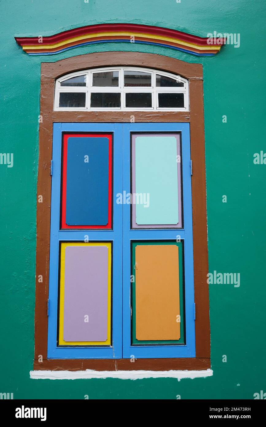 Colorful windows in Little India Stock Photo - Alamy