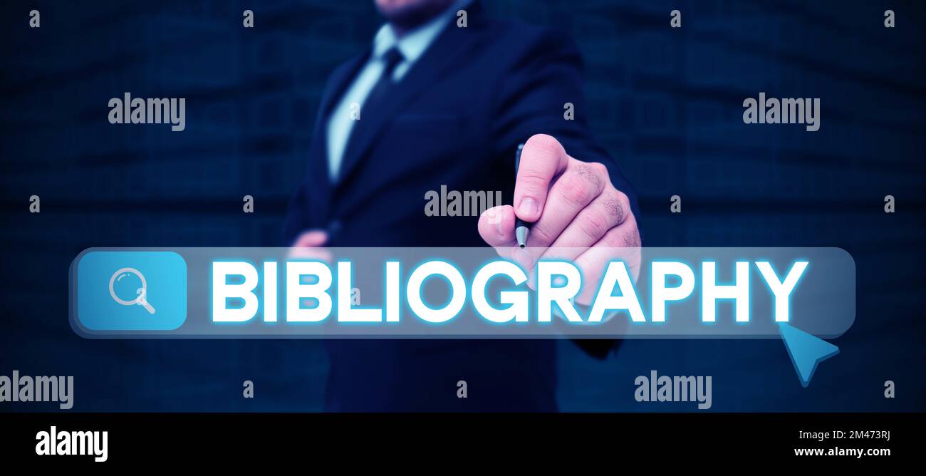 Text caption presenting Bibliography. Business concept a list of ...