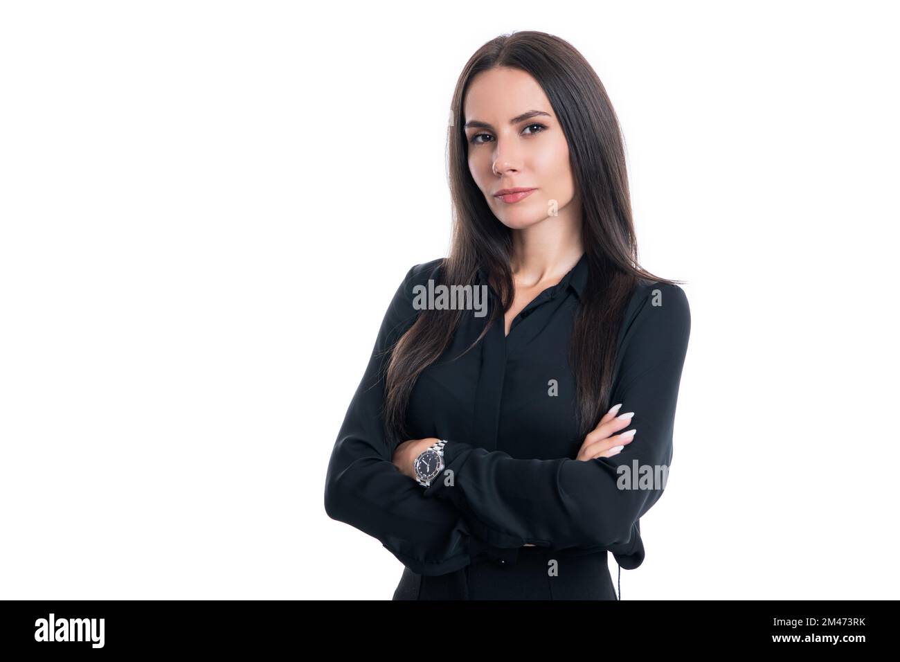 happy businesswoman isolated on white background with copy space ...