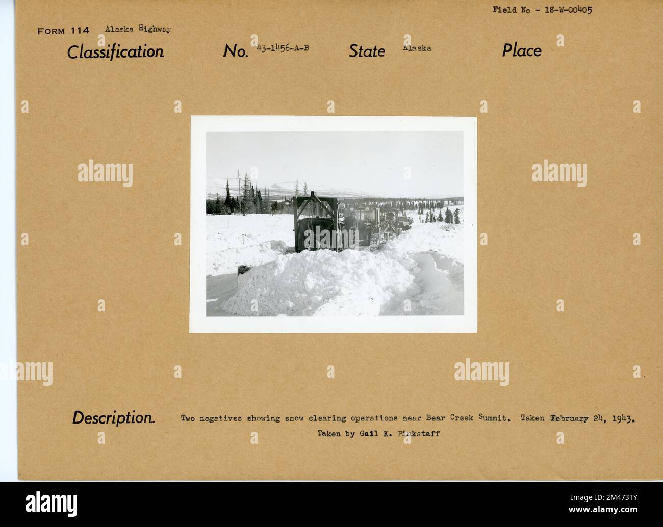 Snow clearing operations near Bear Creek Summit. Original caption: Snow ...