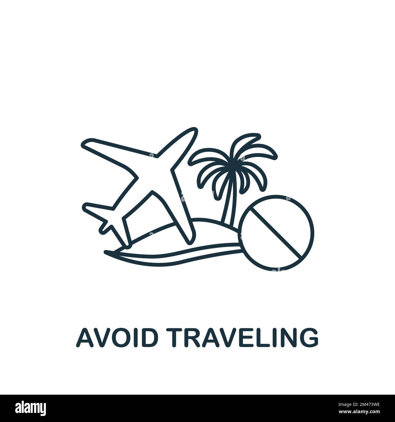 Avoid Traveling icon. Monochrome simple New Normality icon for ...