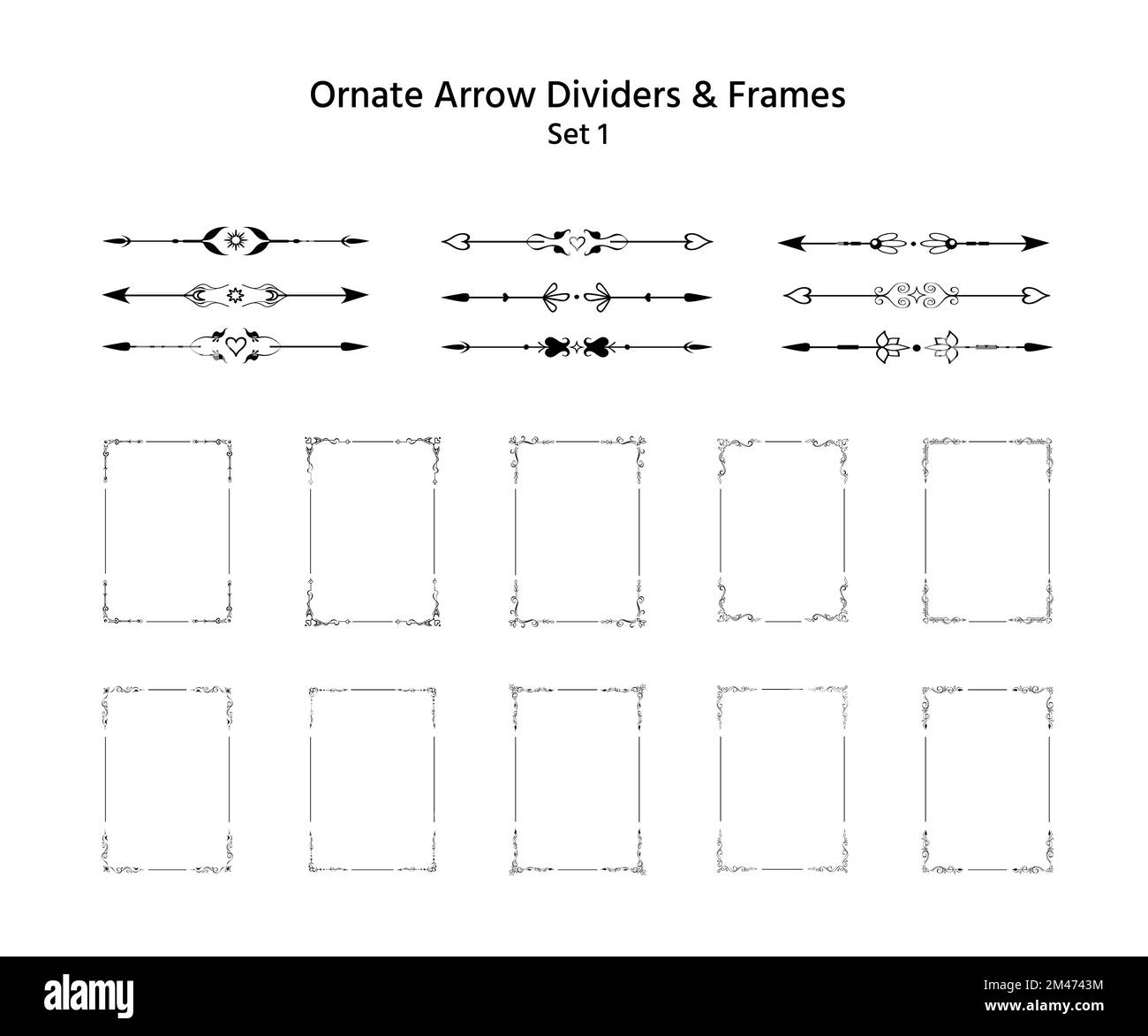 Set of matching ornate frames, arrow dividers Stock Vector Image & Art ...