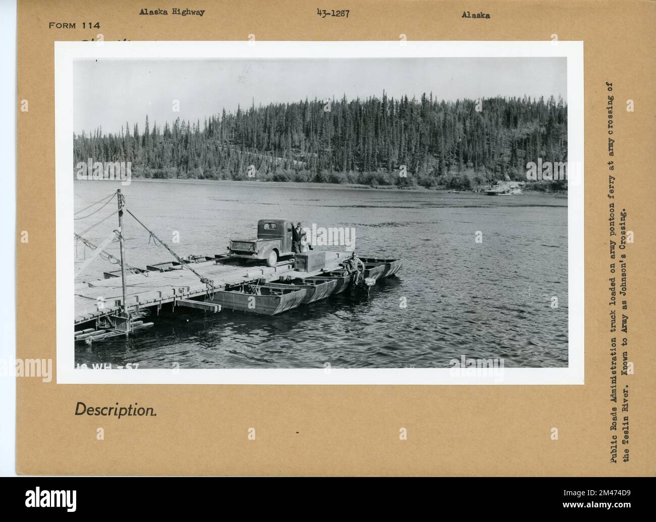 Public Roads Administration truck loaded on army pontoon ferry ...