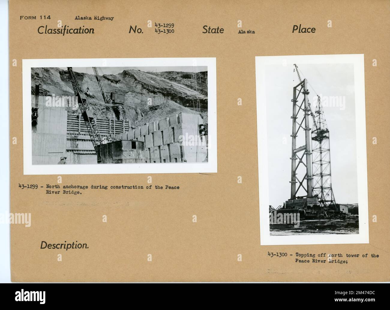 Peace River Bridge. Original caption: 43-1299: North anchorage during ...