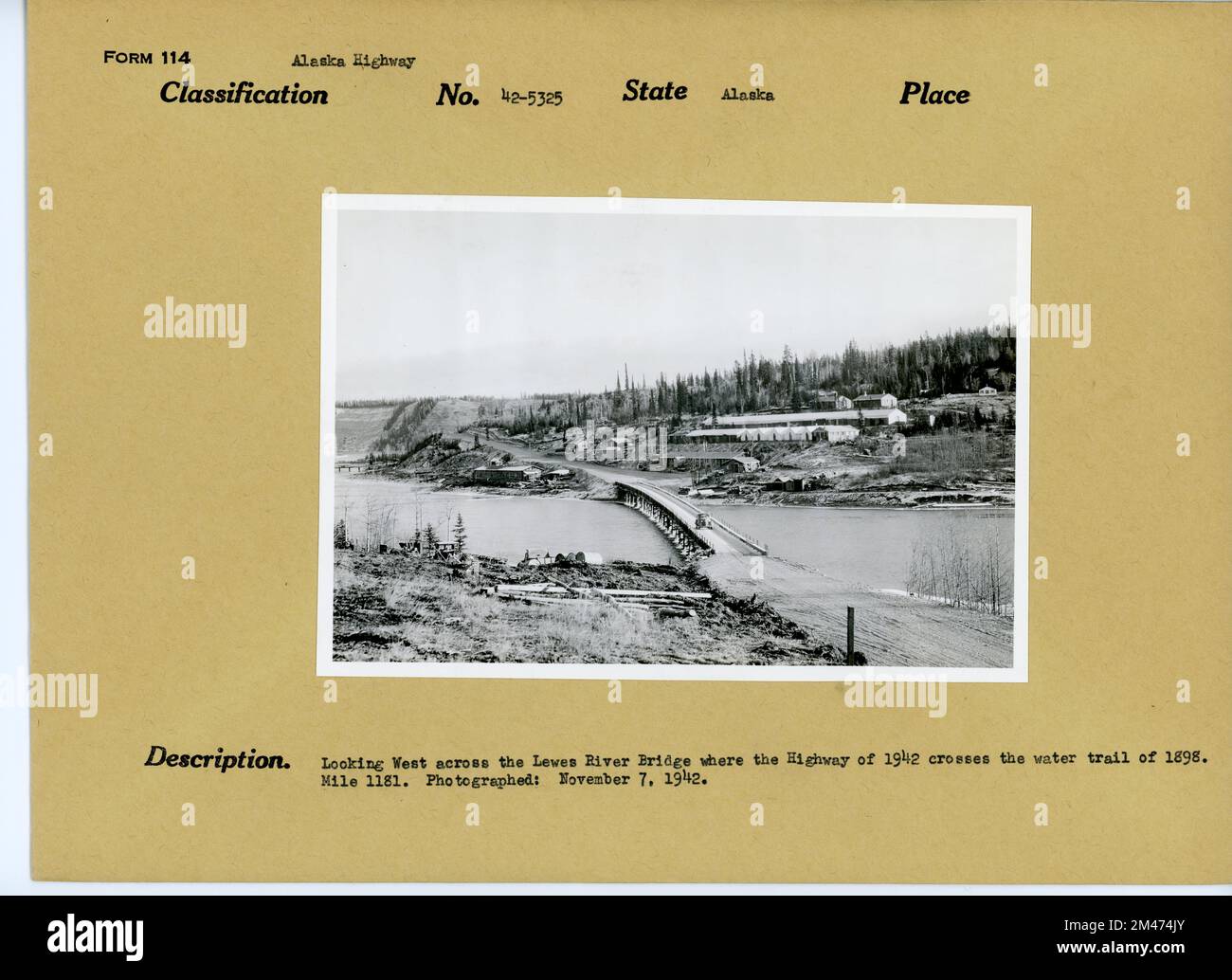 Looking West across the Lewes River Bridge. Original caption: Looking ...