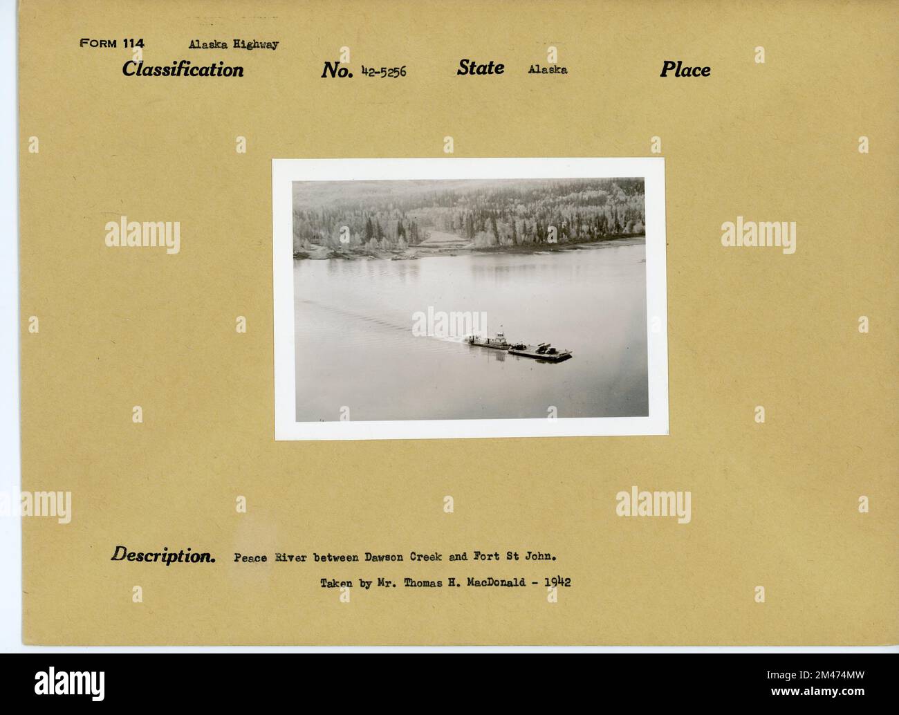 Building Alaska Highway. Original caption: Peace River between Dawson ...