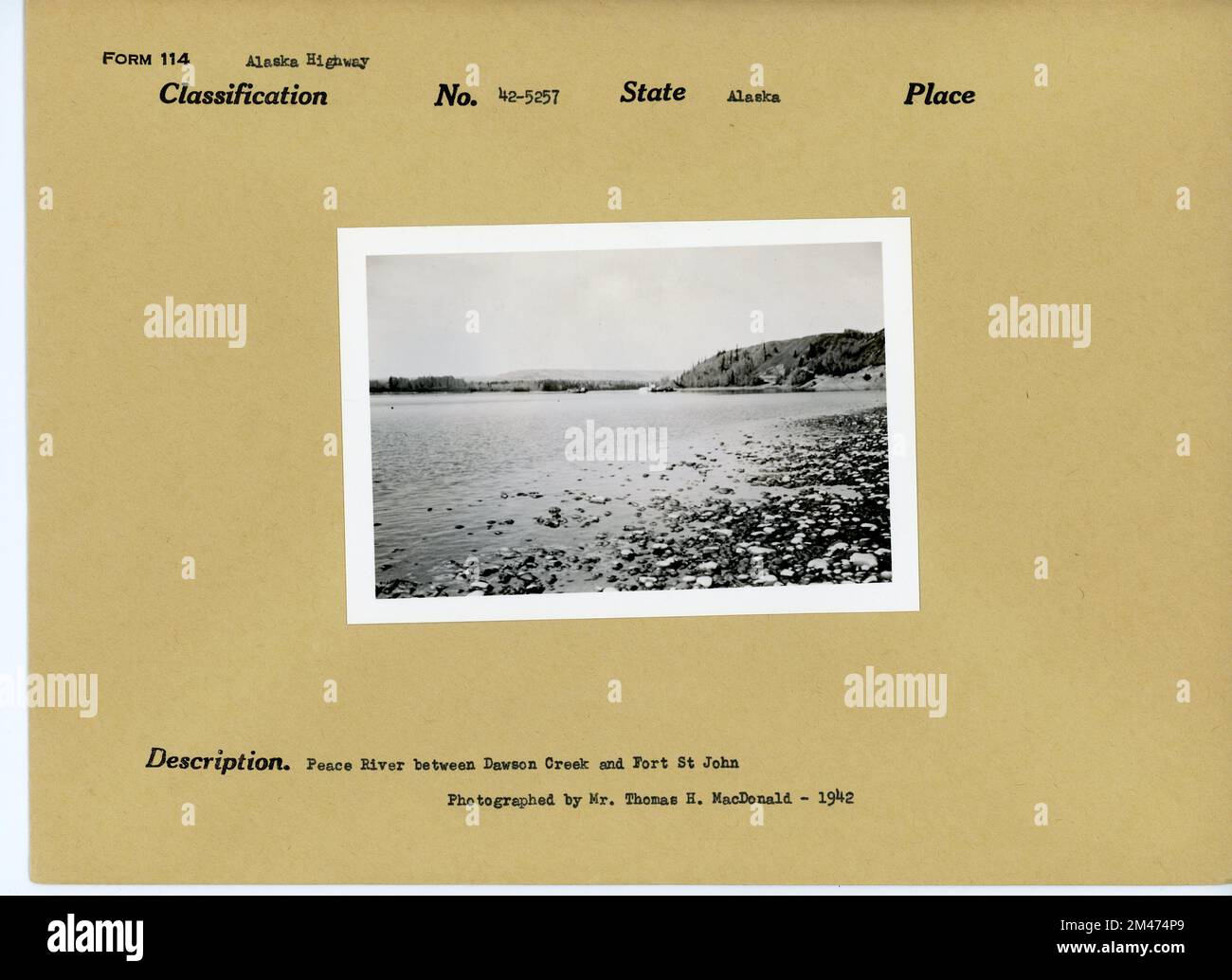 Building Alaska Highway. Original caption: Peace River between Dawson ...