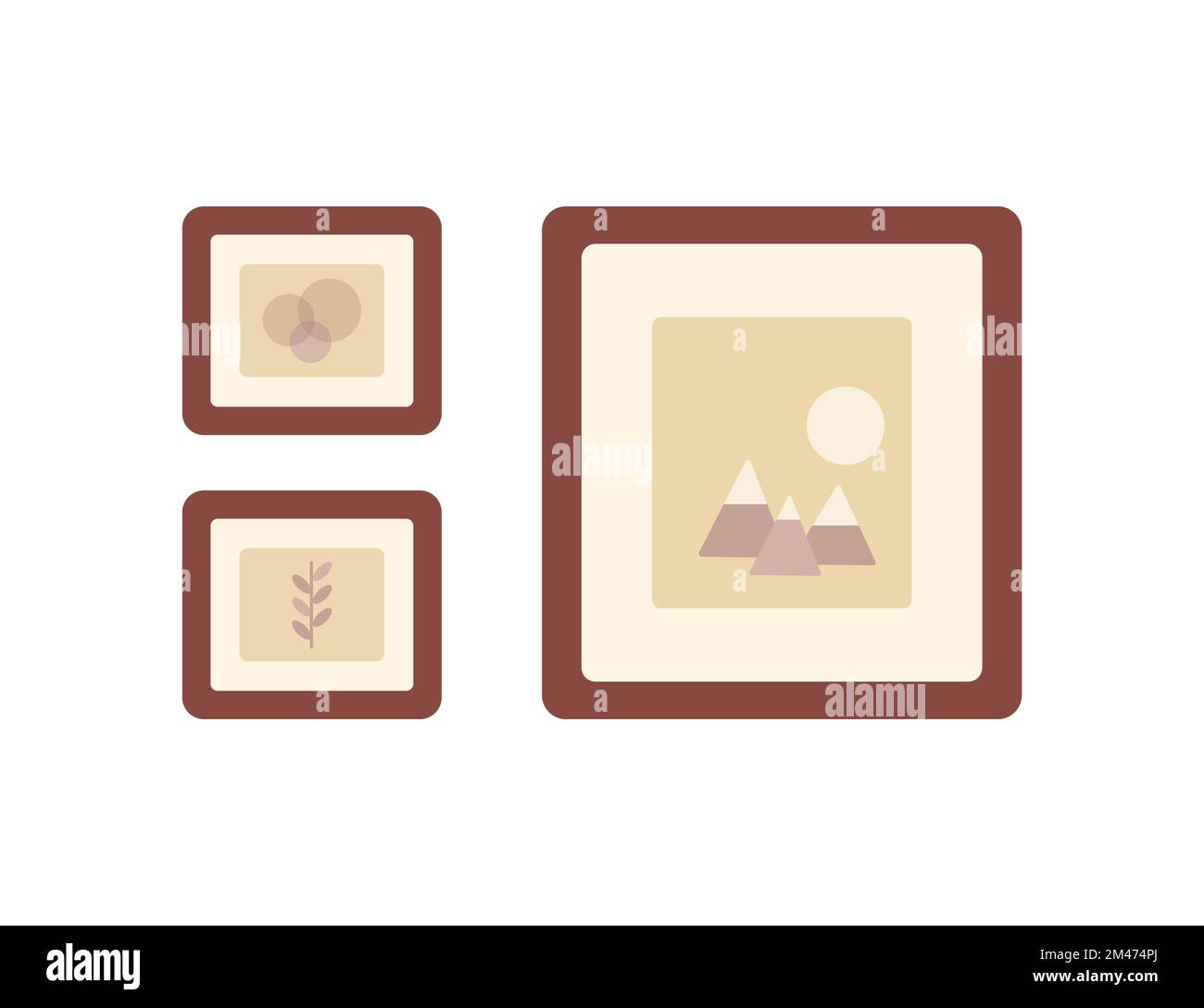 Pictures in frames on white background. Home interior concept Stock ...