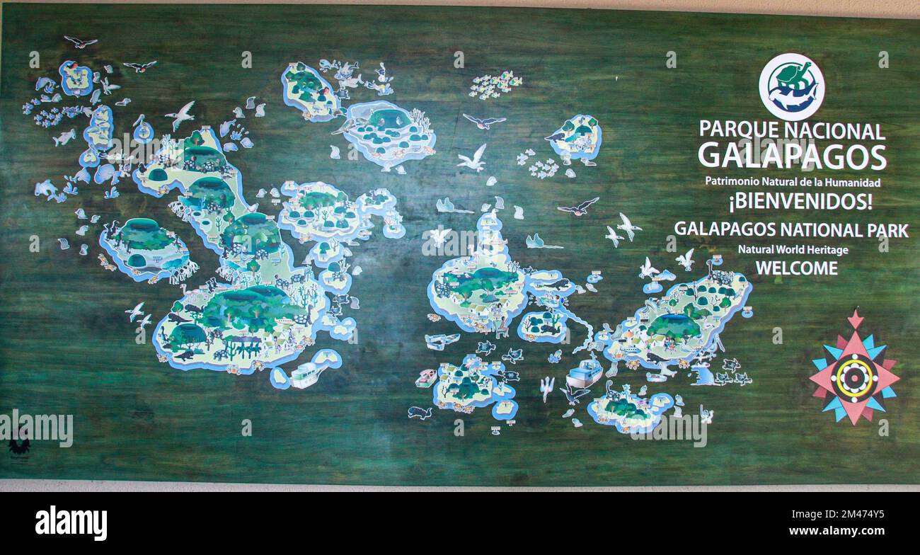 Tourist information signs in the Galapagos, Ecuador Stock Photo - Alamy