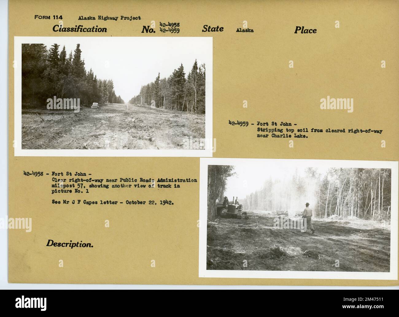 Building Alaska Highway. Original caption: 42-4958: Fort St. John ...