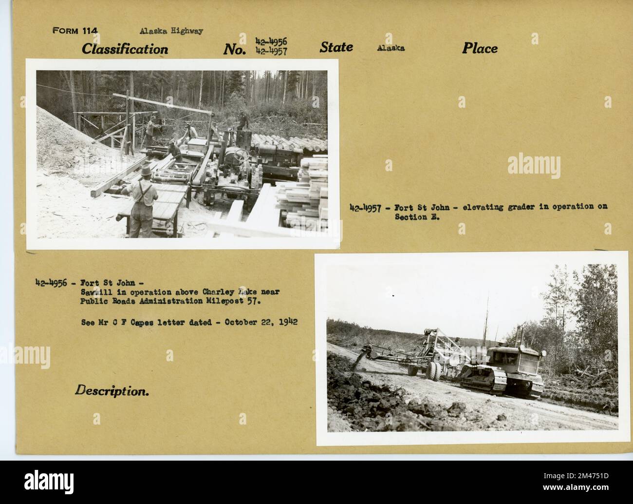 Building Alaska Highway. Original caption: 42-4956: Fort St. John ...