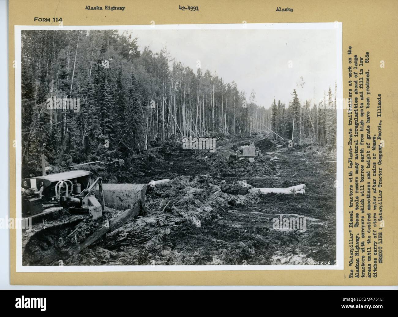 Building Alaska Highway. Original caption: The "Caterpillar" Diesel ...