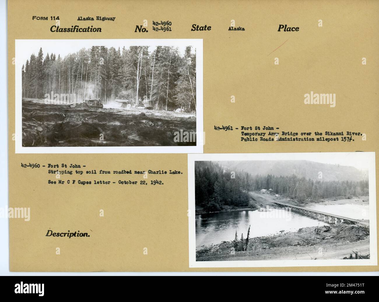 Building Alaska Highway. Original caption: 42-4960: Fort St. John ...