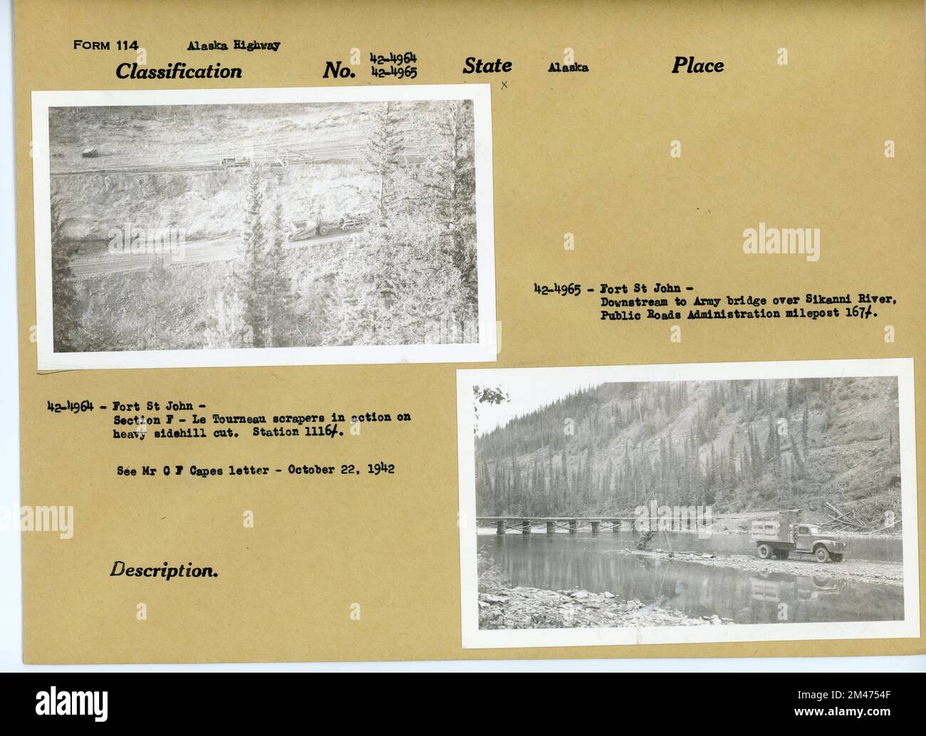 Building Alaska Highway. Original caption: 42-4964: Fort St. John ...