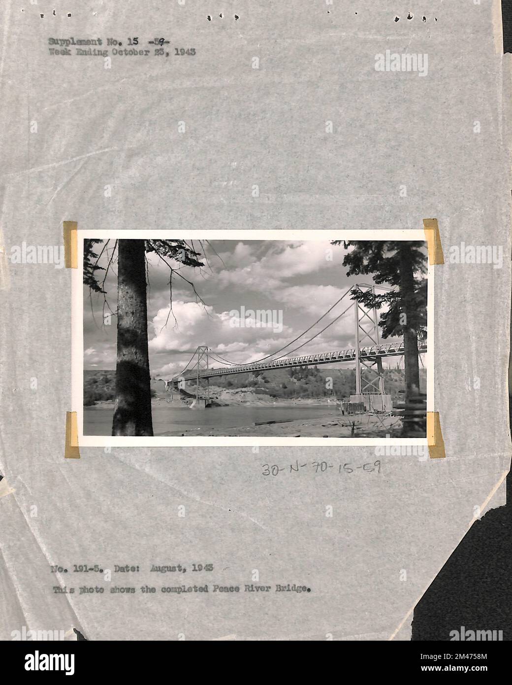 Completed Peace River Bridge. Original caption: This photo shows the ...
