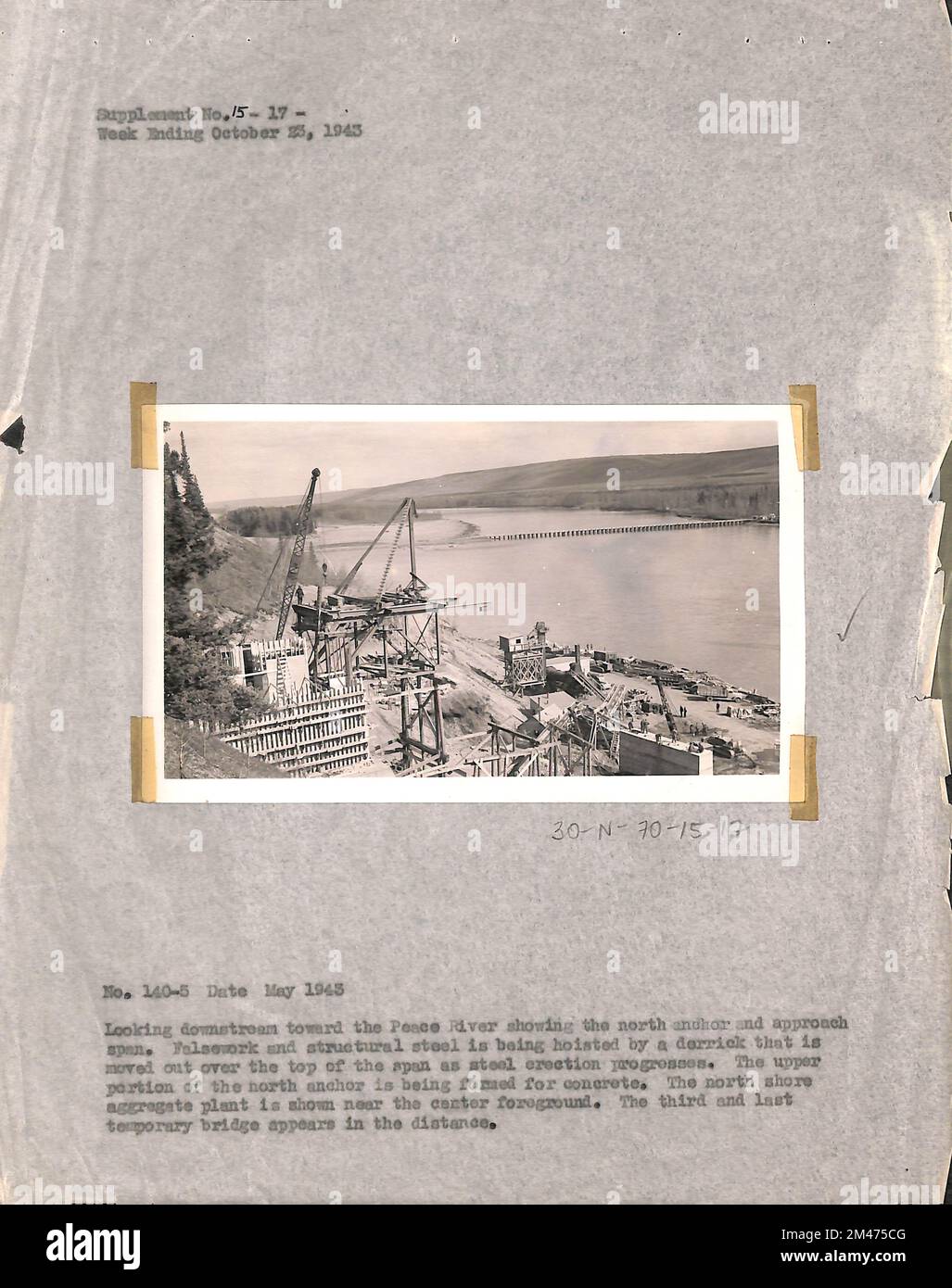 Looking downstream toward the Peace River showing the north anchor and ...