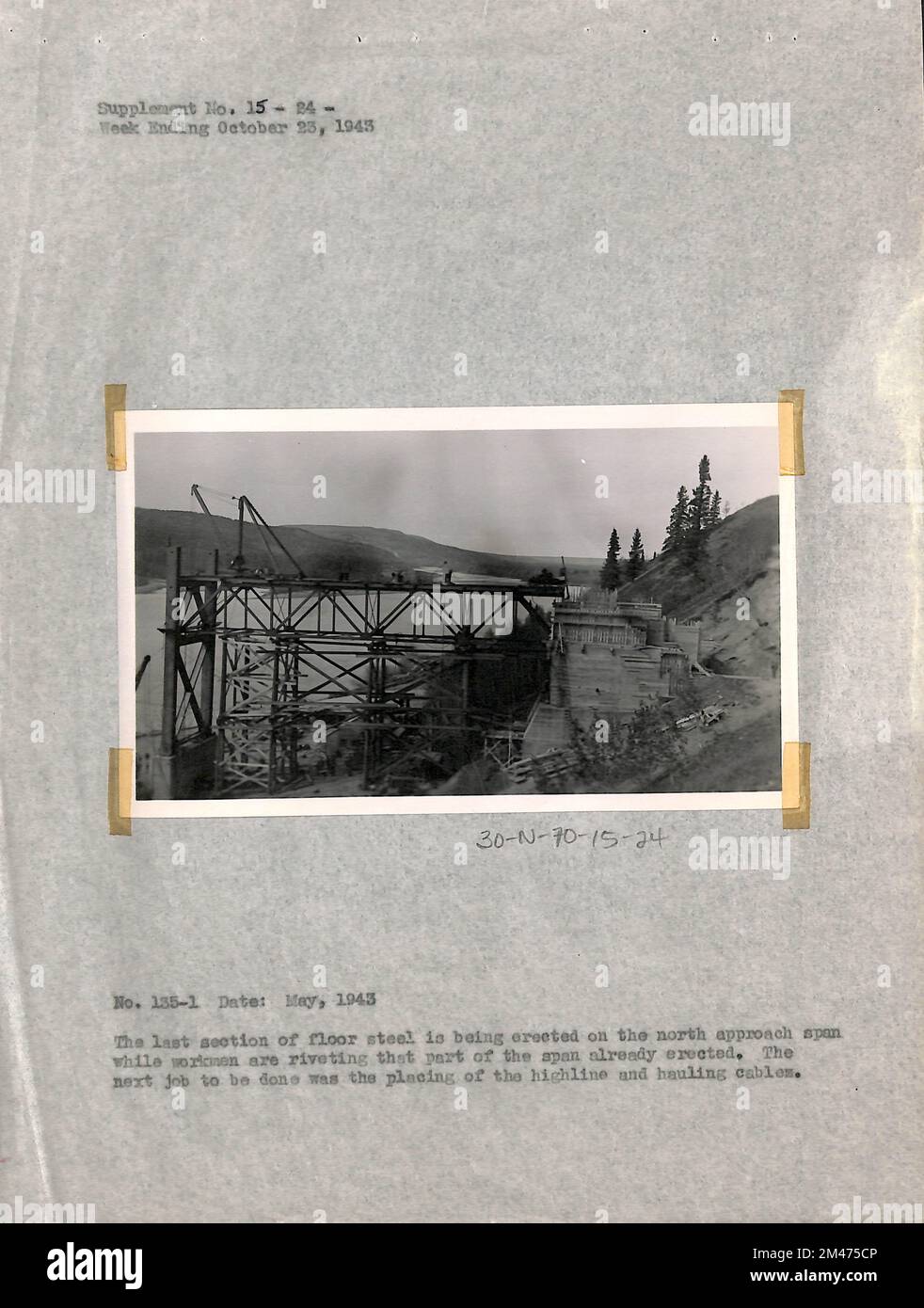 Last section of floor steel being erected on the north approach span ...