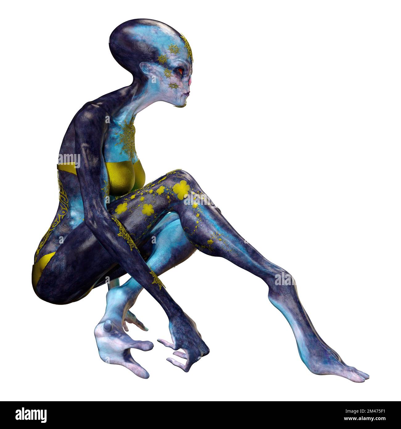 3D rendering of a blue female alien isolated on white background Stock ...