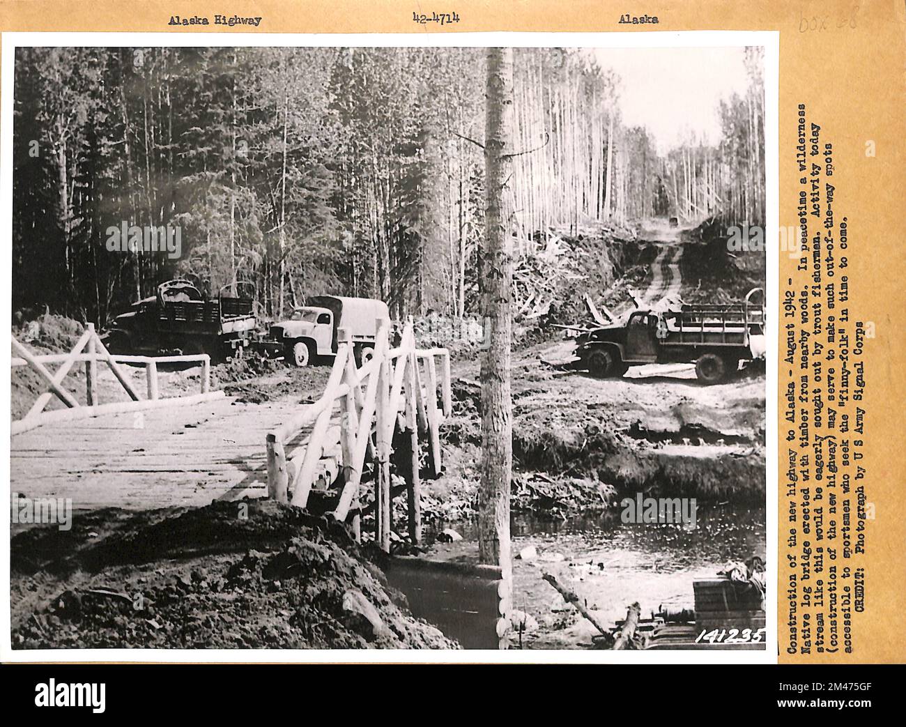 Native log bridge erected with timber from nearby woods. Original ...