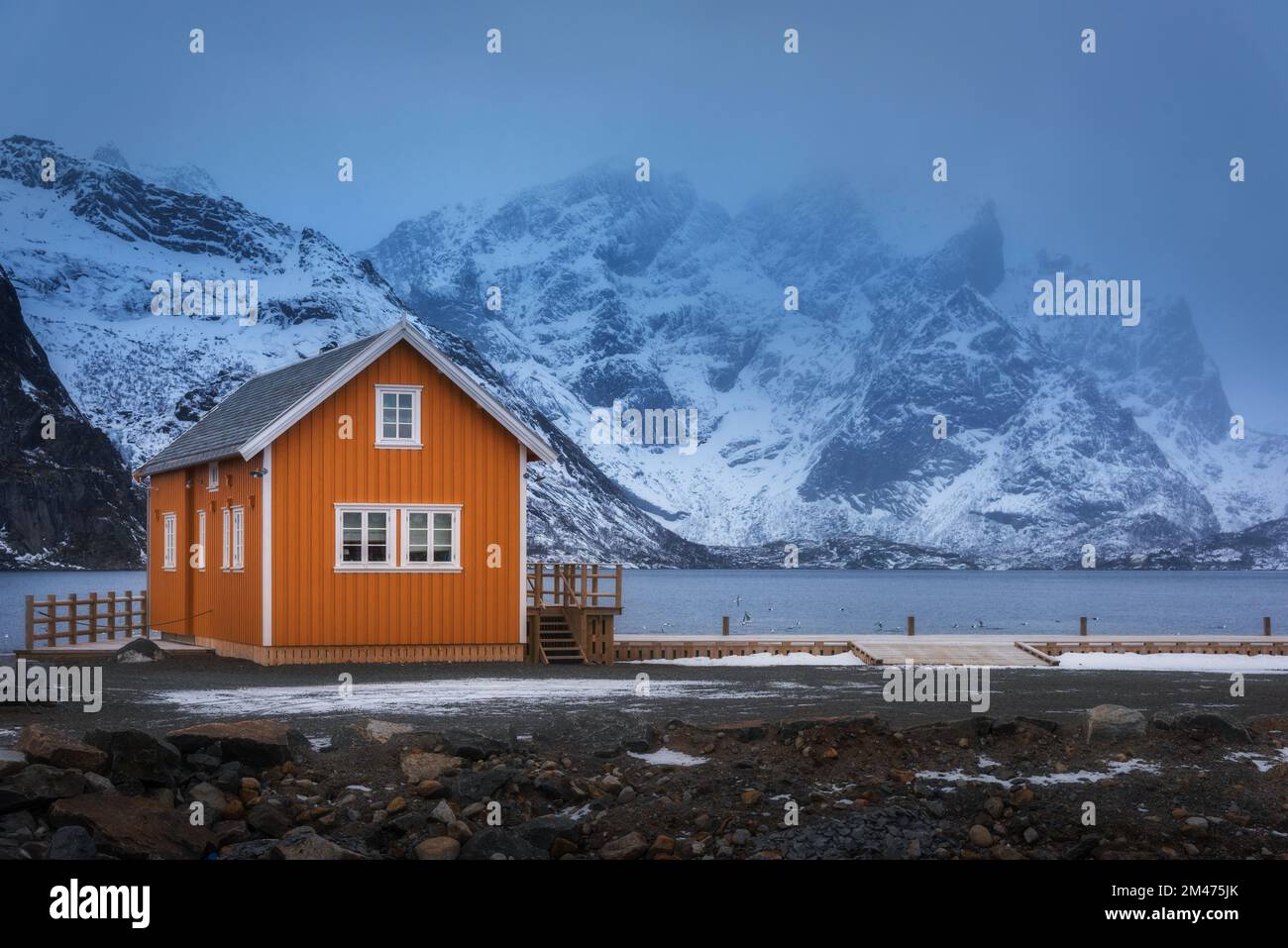 Orange rorbu on sea coast hi-res stock photography and images - Alamy