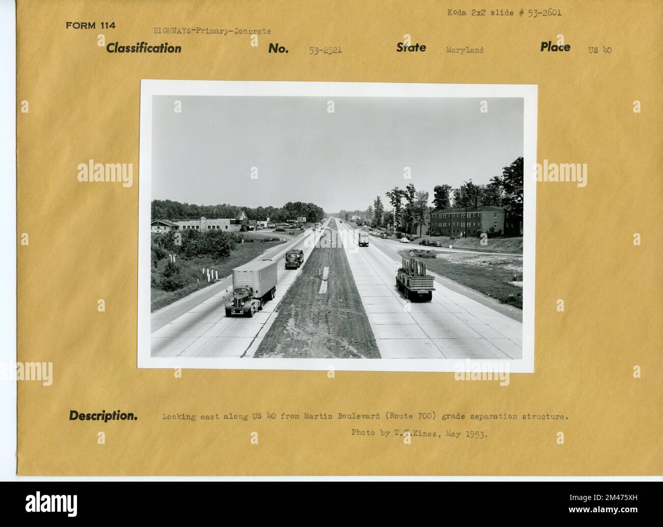 U.S. Route 40. Original caption: Looking east along US 40 from Martin ...