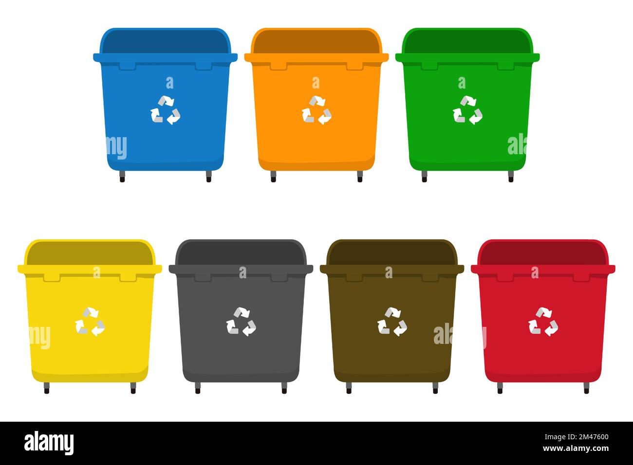 Waste sorting set vector illustration. Big garbage bins for cardboard ... Waste sorting set vector illustration. Big garbage bins for cardboard ...