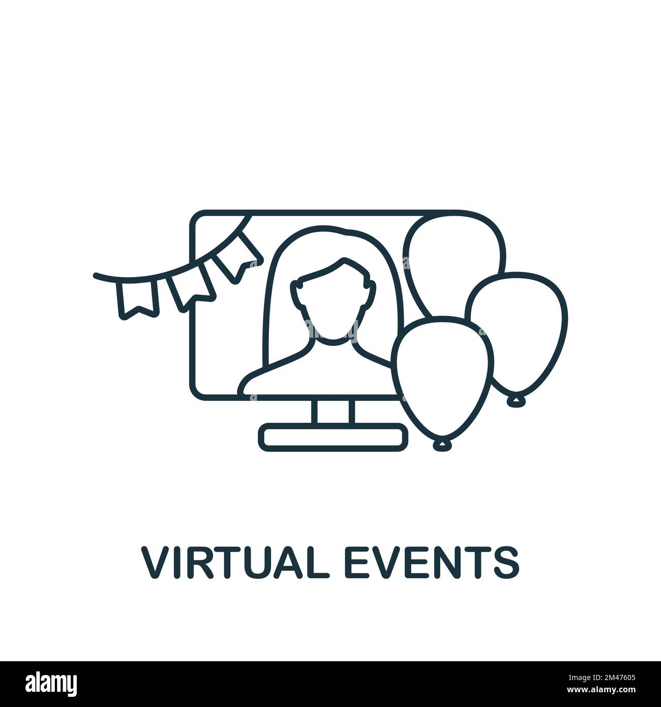 Virtual Events icon. Monochrome simple New Normality icon for templates ...