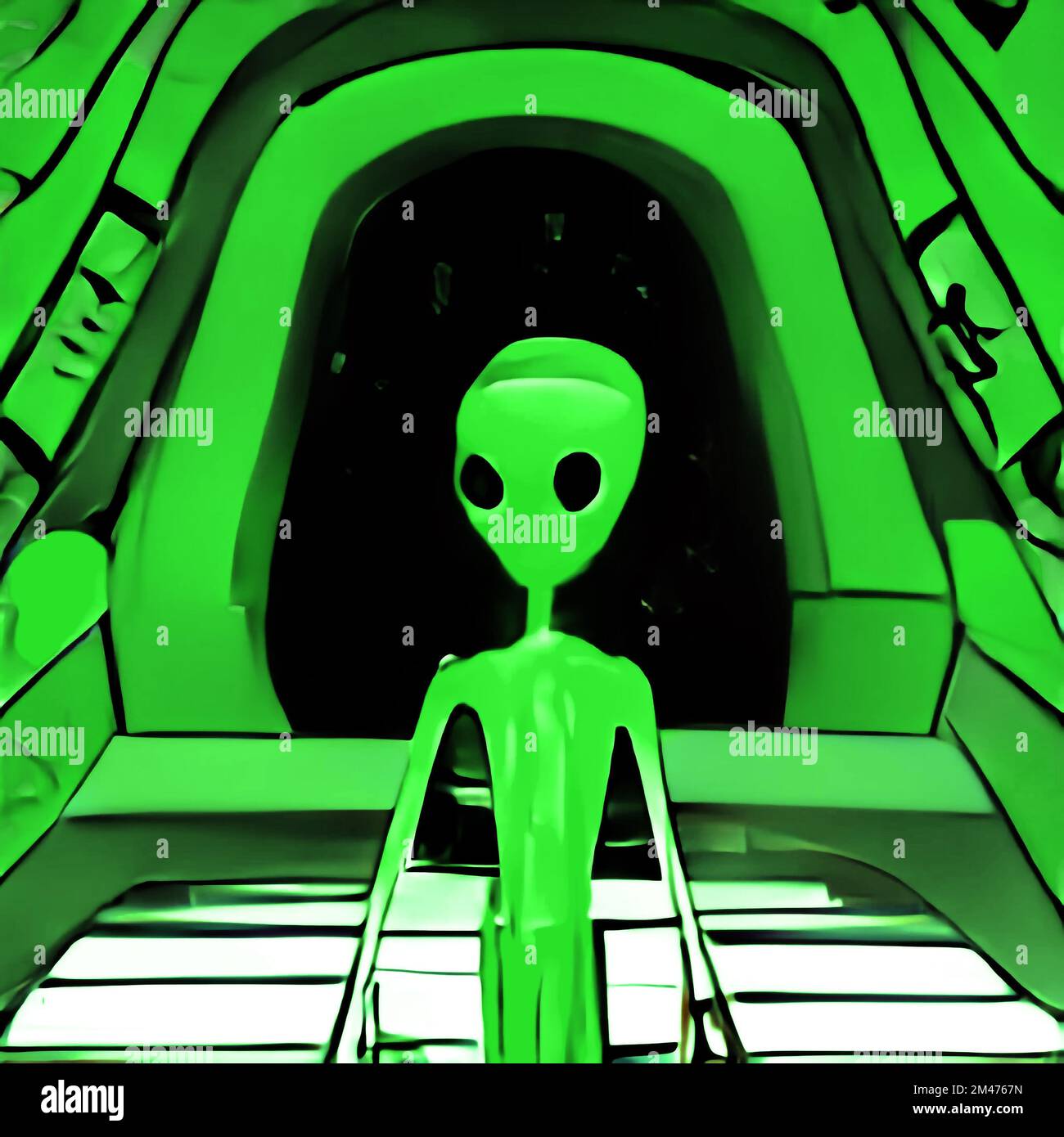 Green scary Alien - 3D Abstract Illustration Stock Photo - Alamy