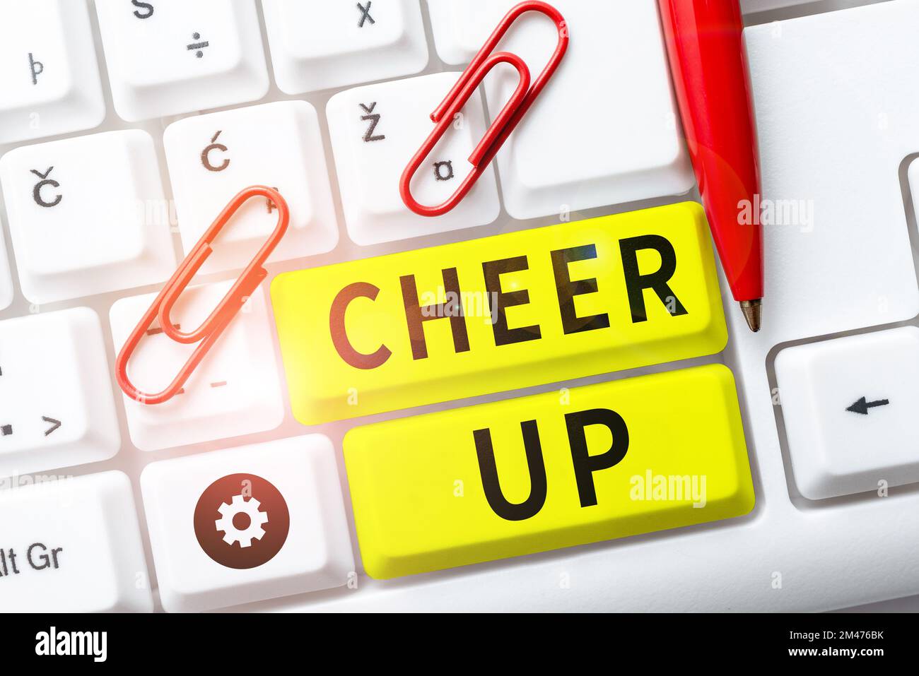 Conceptual display Cheer Up. Business overview to live every moment as ...