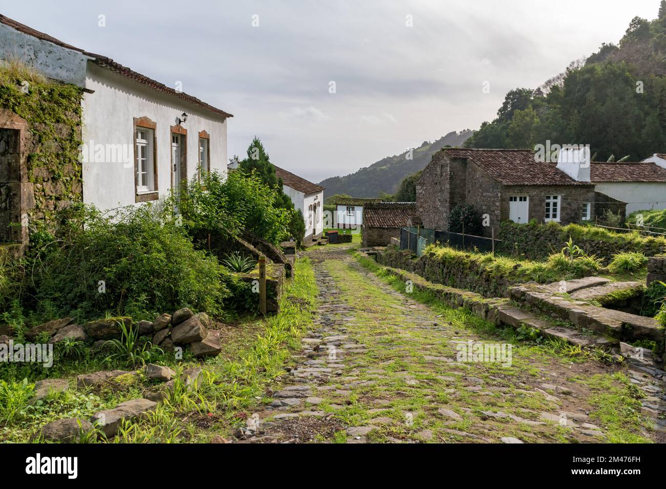 The abandoned village Sanguinho near Faial da Terra, in the eastern ...