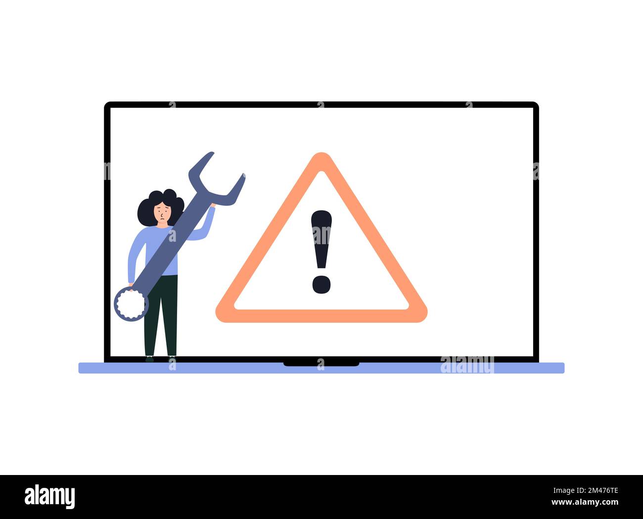 Laptop security issues. Warning sign on the monitor Stock Vector Image ...