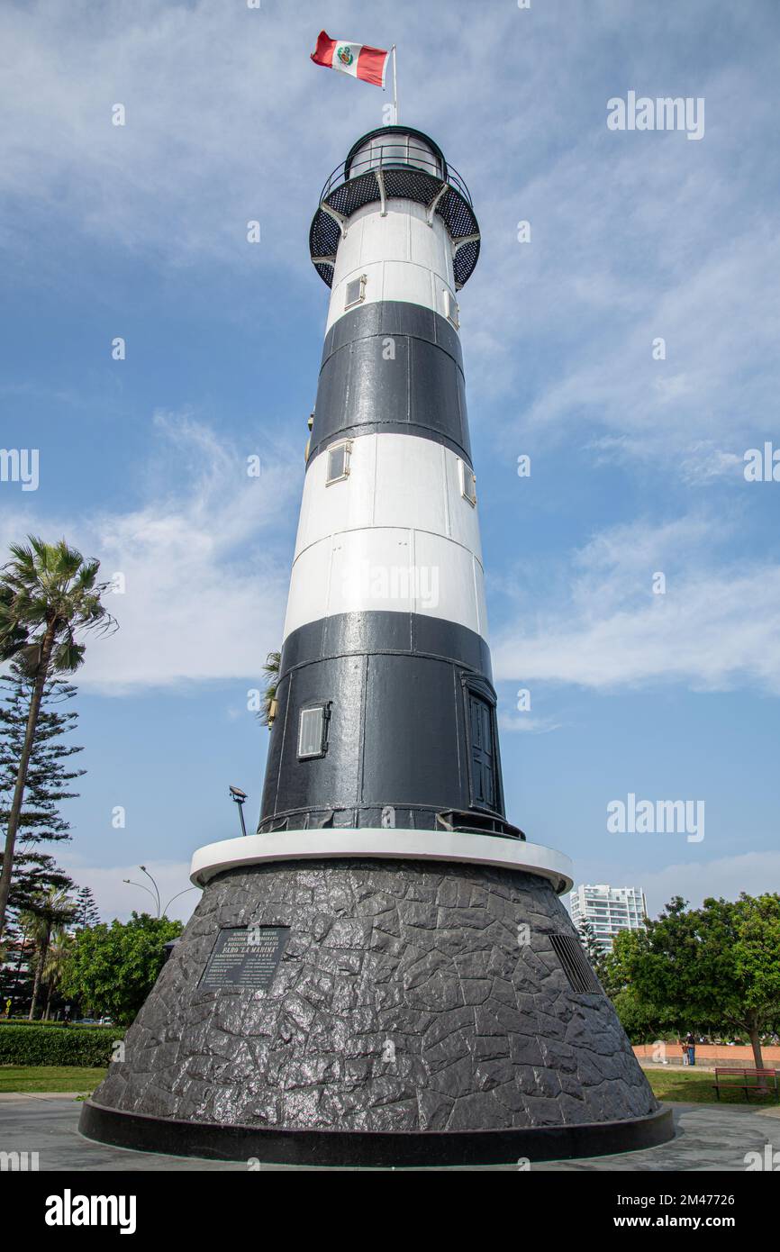 marina lighthouse next to the pacific ocean in miraflores lima peru a ...