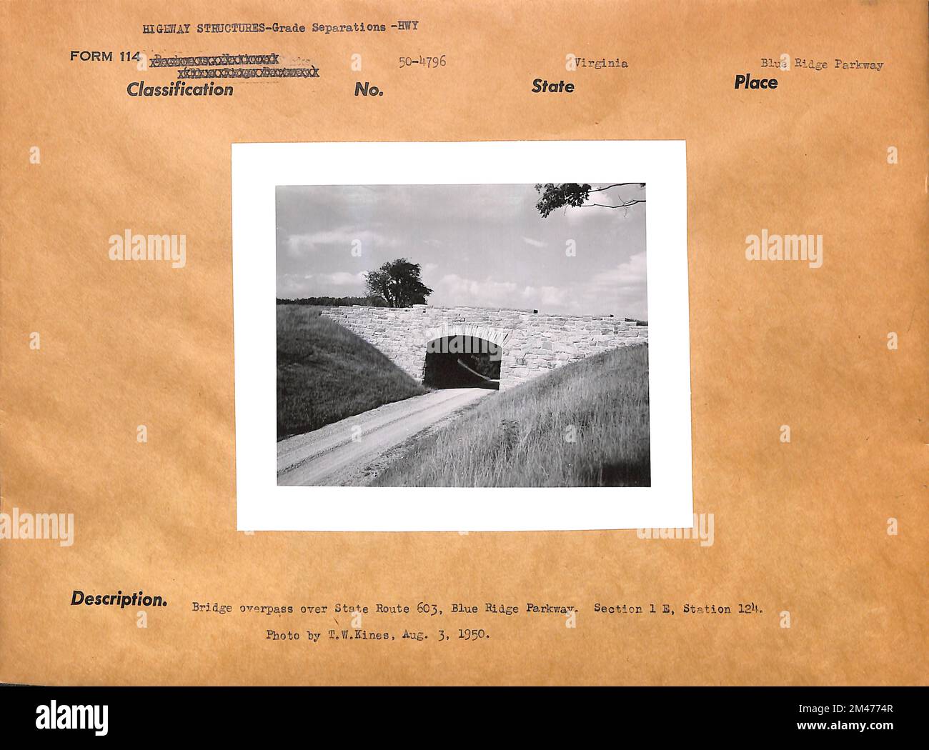 Bridge overpass over State Route 603, Blue Ridge Parkway. Original ...