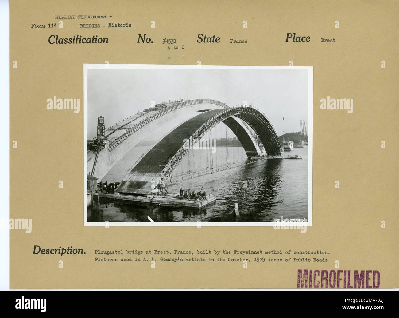 Plougastel bridge at Brest, France. Original caption: Plougastel bridge ...