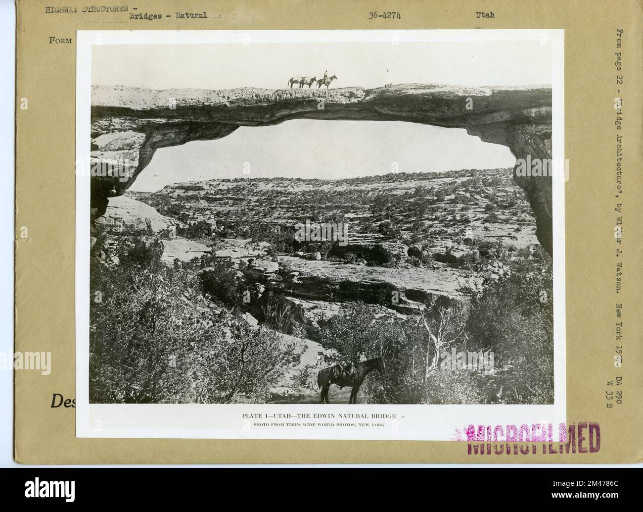 PLATE 1-UTAH-THE EDWIN NATURAL BRIDGE. Original caption: The Edwin ...