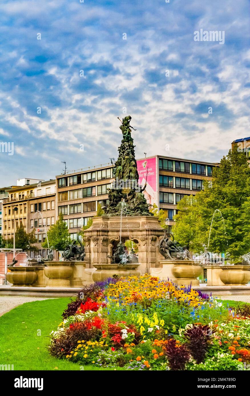 Picturesque view of a flowerbed on the square Paradeplatz with the ...