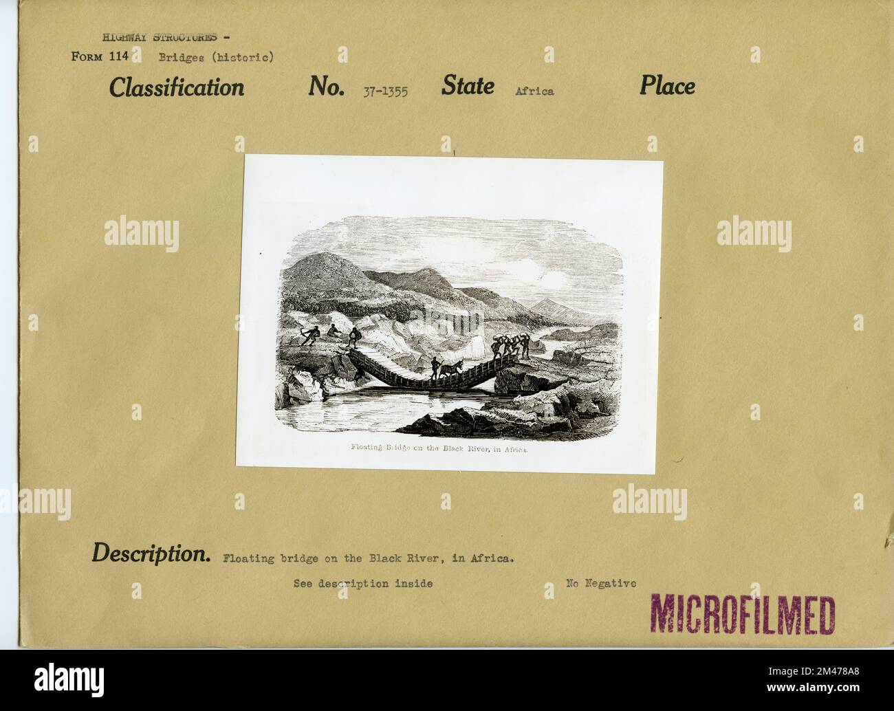 Floating bridge on the Black River, in Africa. State: Africa Stock ...