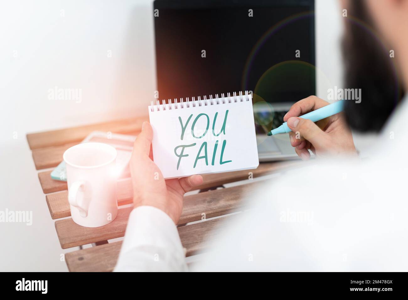 Hand writing sign You Fail. Business showcase not able to live up to ...