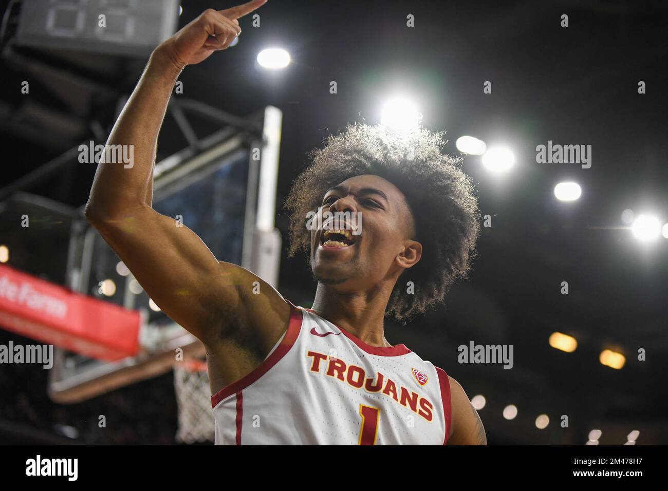 Los Angeles. US, 18/12/2022, Southern California Trojans guard Malik Thomas (1) during an NCAA ...