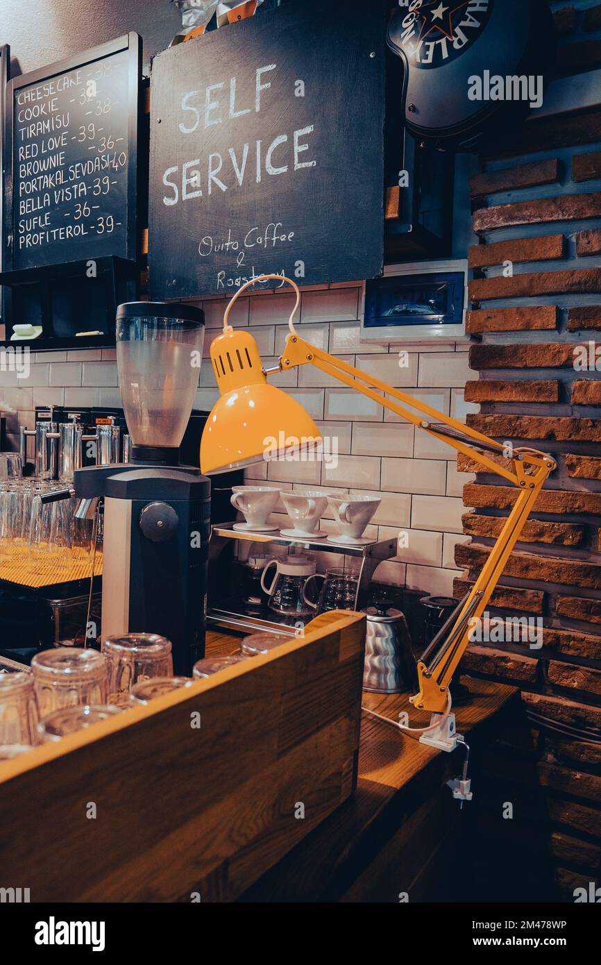 Nice and empty coffee shop Stock Photo - Alamy
