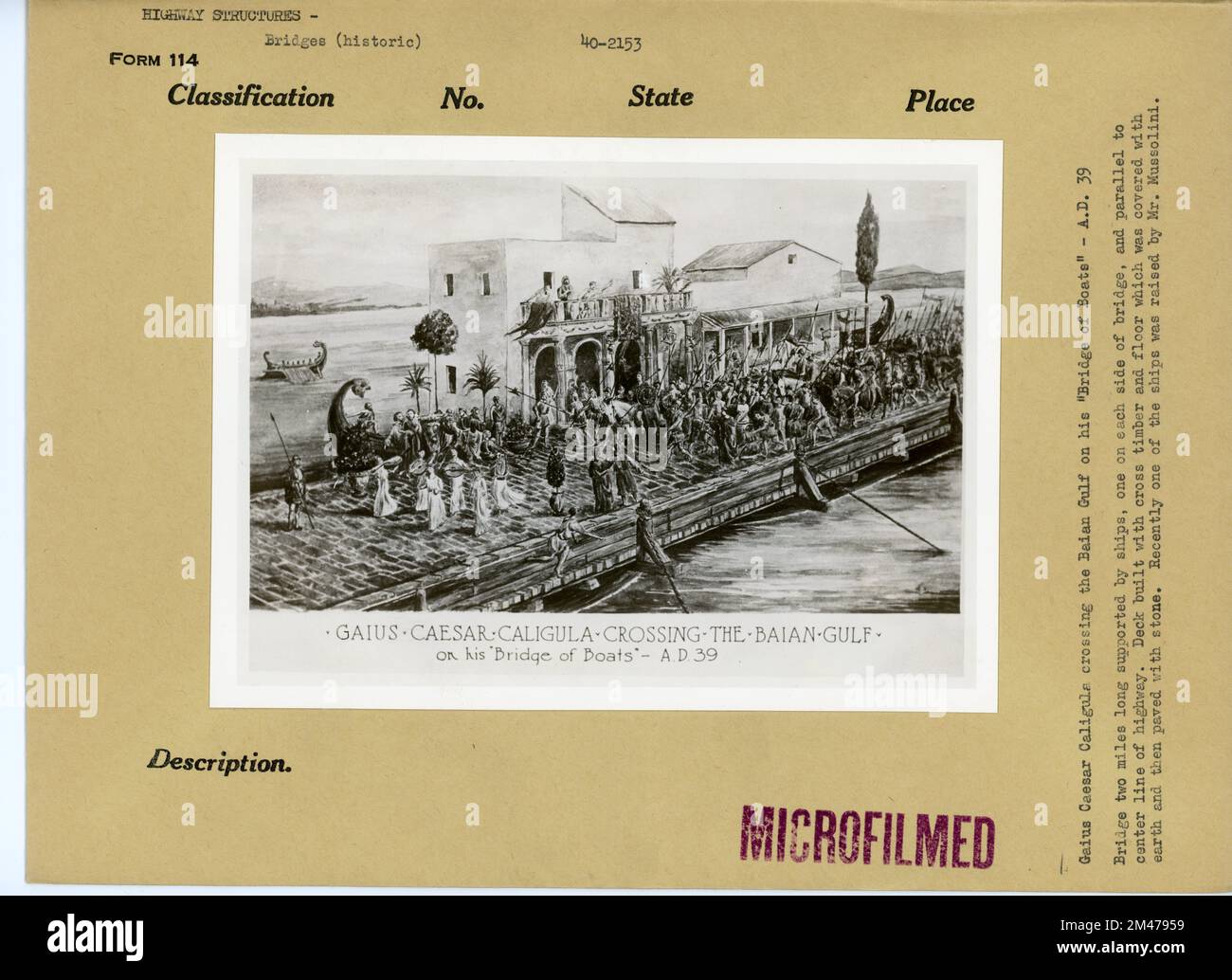 Gaius Caesar Caligula crossing the Baian Gulf on his "Bridge of Boats ...