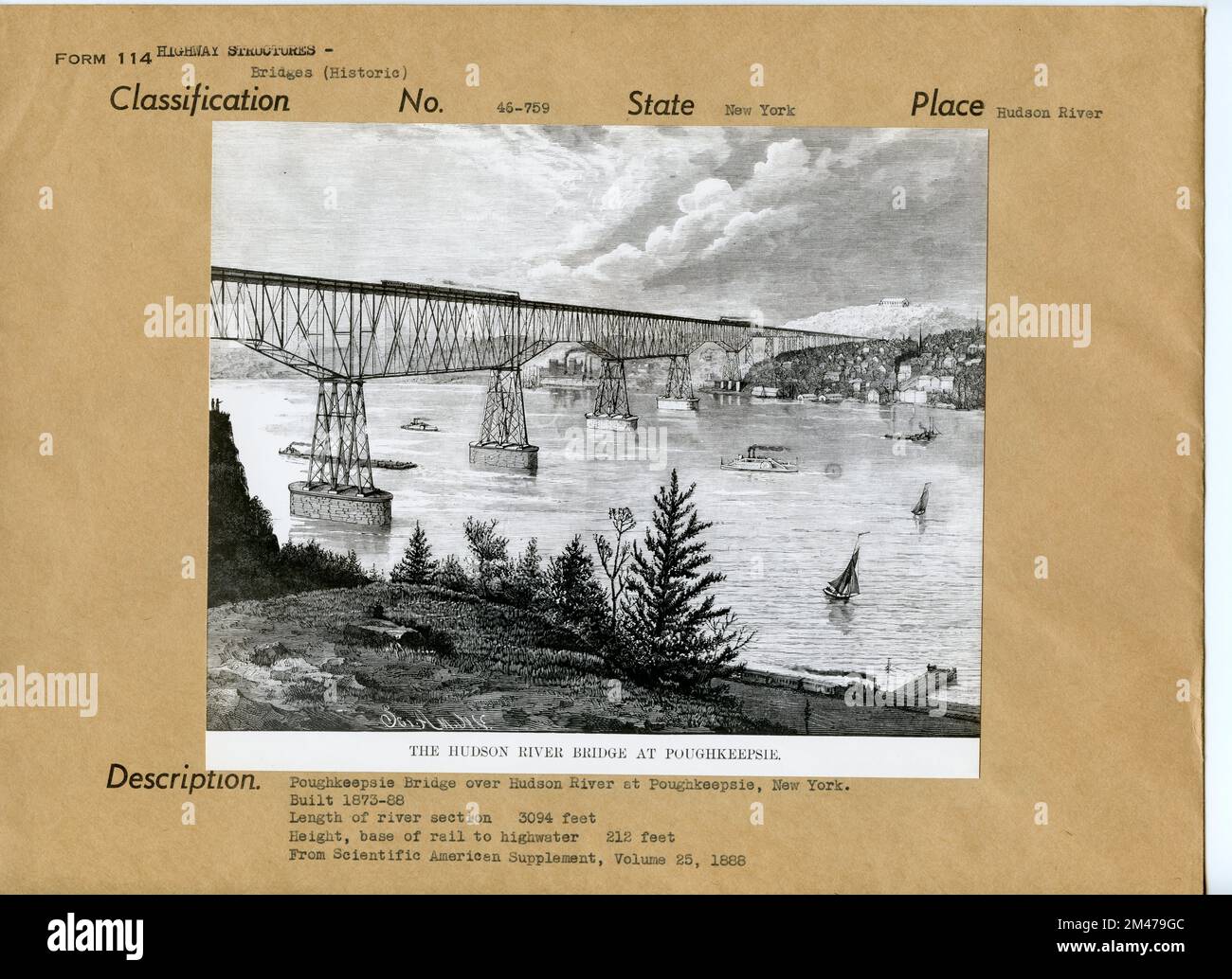 The Hudson River Bridge at Poughkeepsie. State: New York. Place: Hudson ...