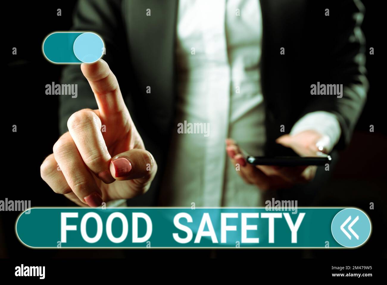 Sign displaying Food Safety. Internet Concept Conditions and practices ...