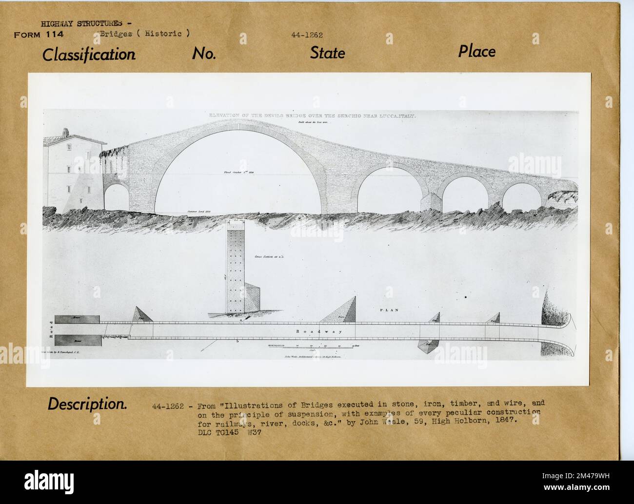 Elevation of the Devil's Bridge Over the Serchio Near Lucca, Italy ...