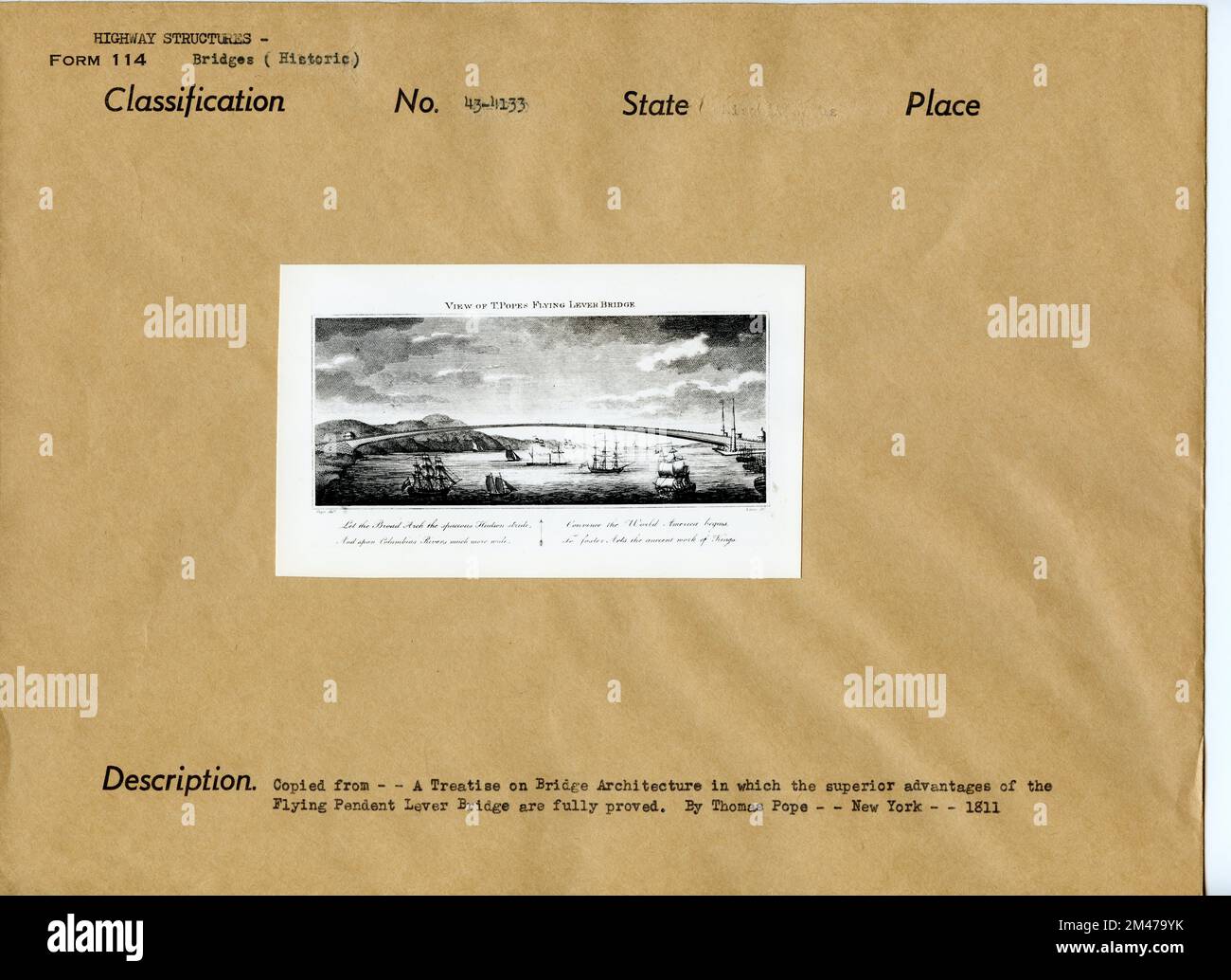 View of T. Pope's Flying Lever Bridge. Original caption: Copied from ...