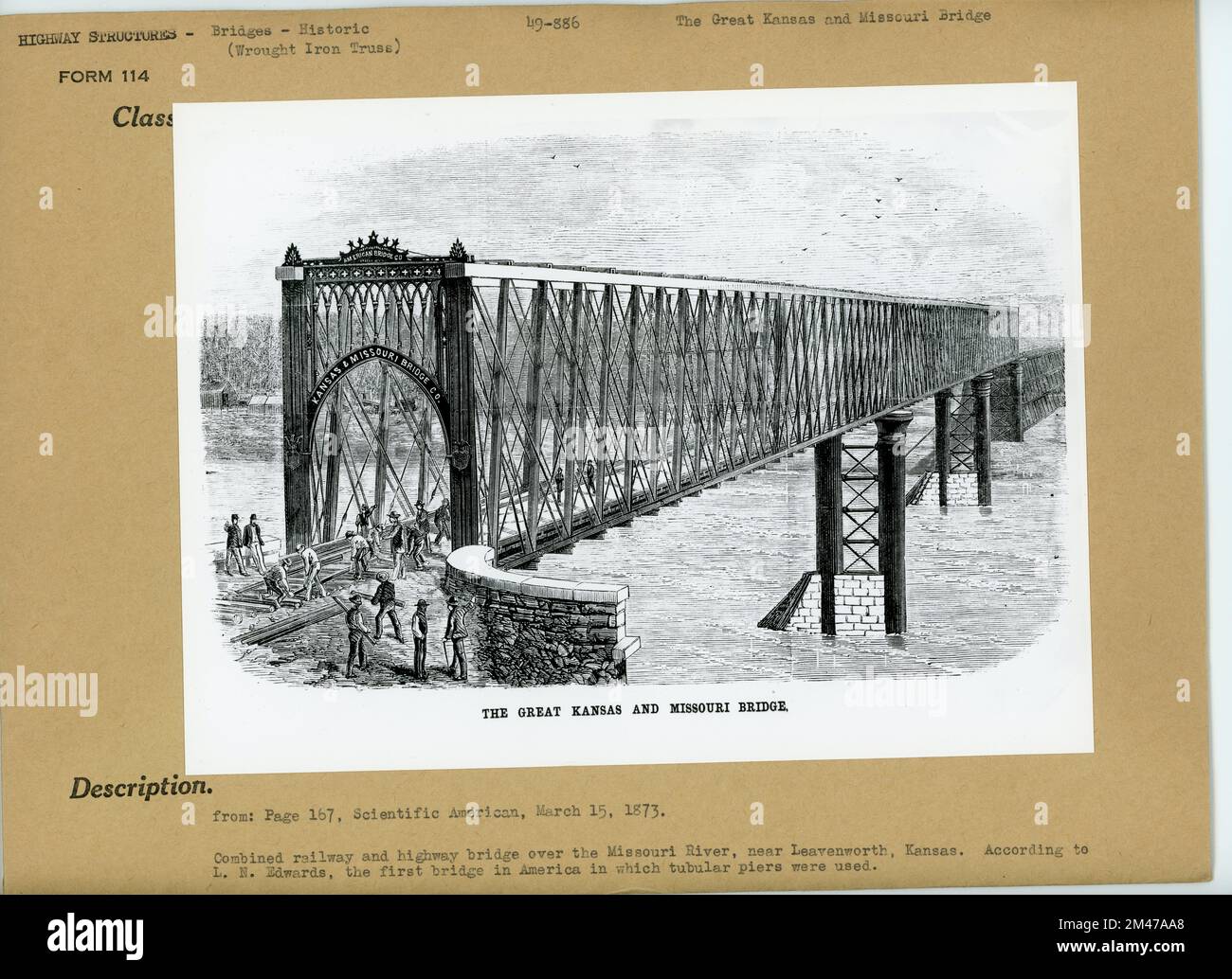 The Great Kansas and Missouri Bridge. Original caption: Combined ...