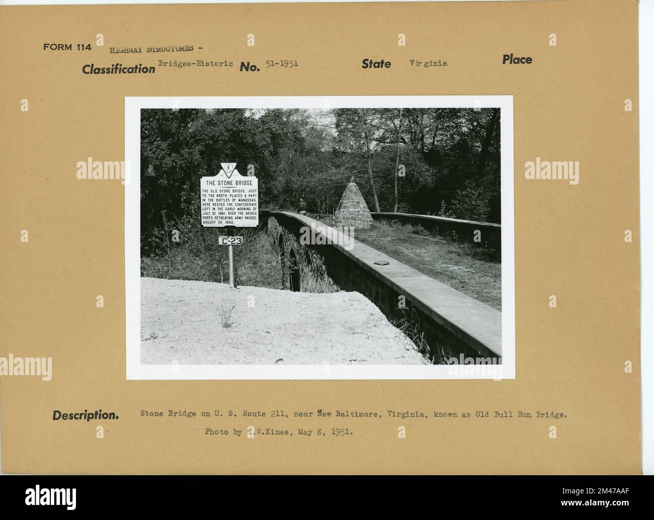 Stone Bridge on U.S. Route 211. Original caption: Near New Baltimore ...