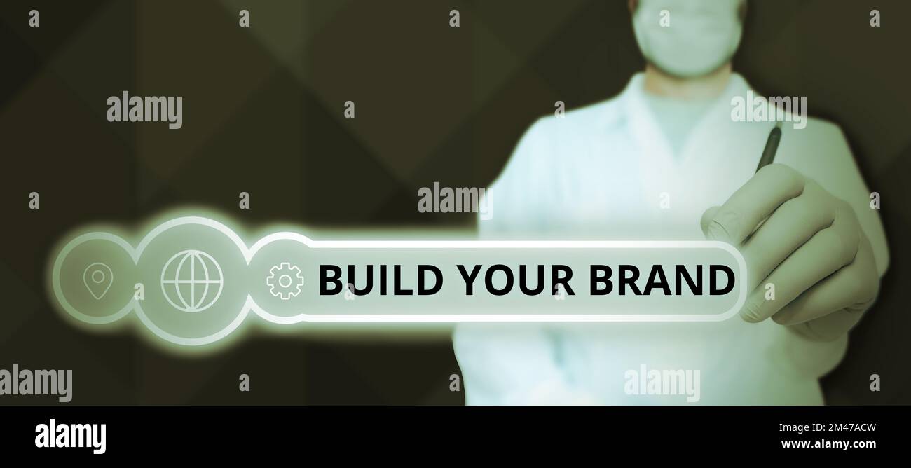 Conceptual caption Build Your Brand. Word Written on Make a commercial ...